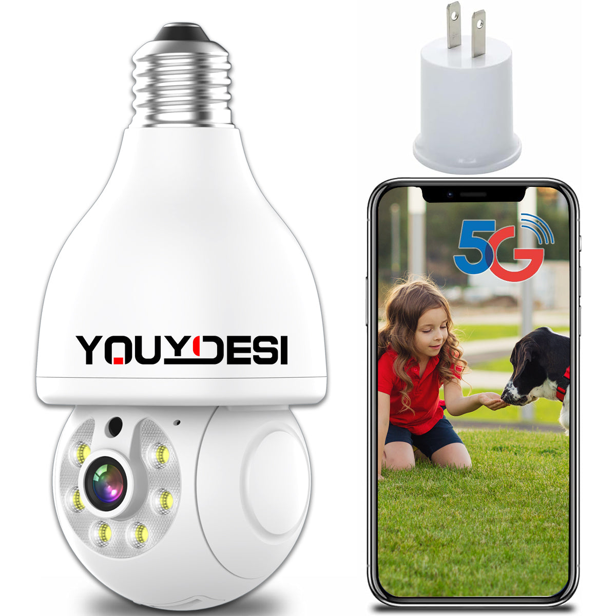 YOUYIDESI Smart 360-Degree Rotating Light bulb Camera（1 pack)